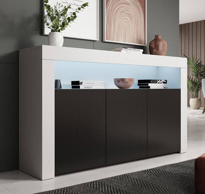 Dressoir model Aker - Mat wit en zwart